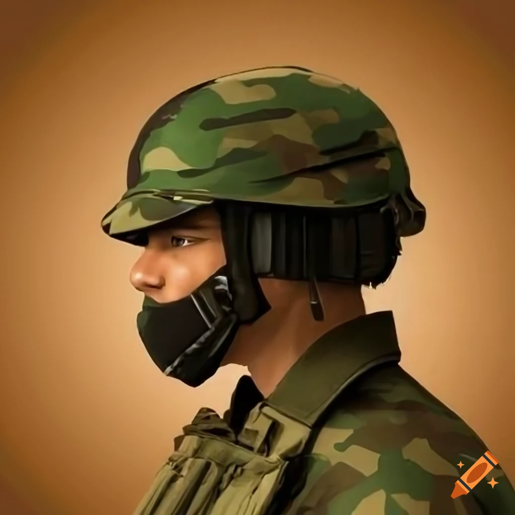 Military face profile against neutral background