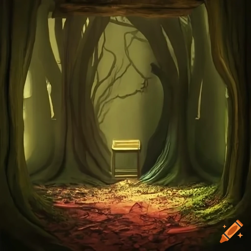 Robotic tree in a dark forest on Craiyon