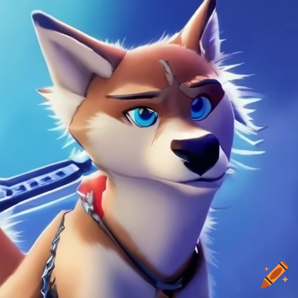 Art of sora from kingdom hearts as a husky
