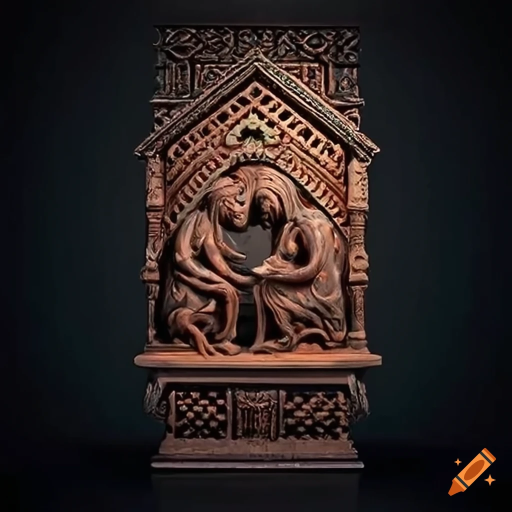 Detailed architectural stave carving artwork on Craiyon