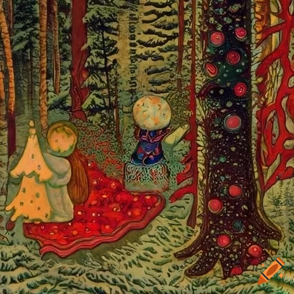 Festive christmas forest scene illustration on Craiyon