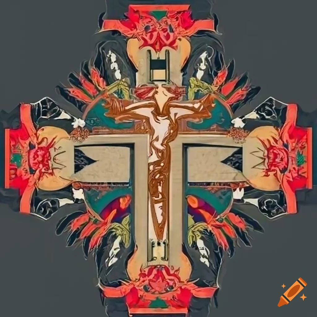 Symmetrical hd logo design with a saint motif on Craiyon