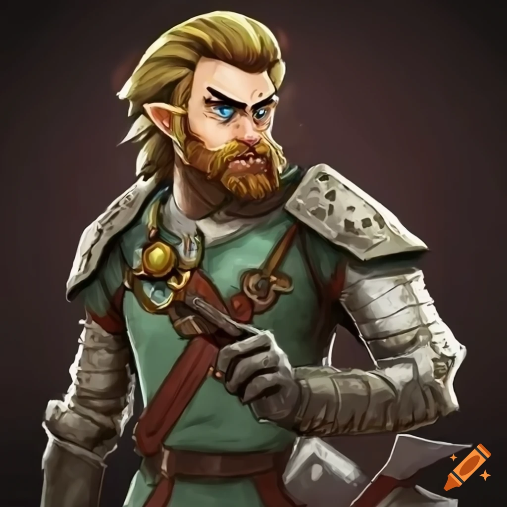 Illustration of a bearded knight in battle