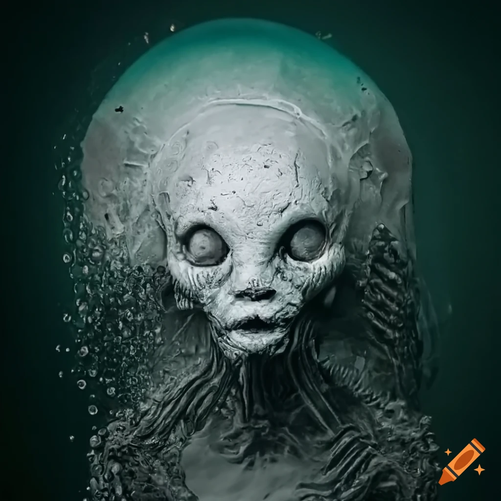 Creepy alien scene in a 2D game on Craiyon