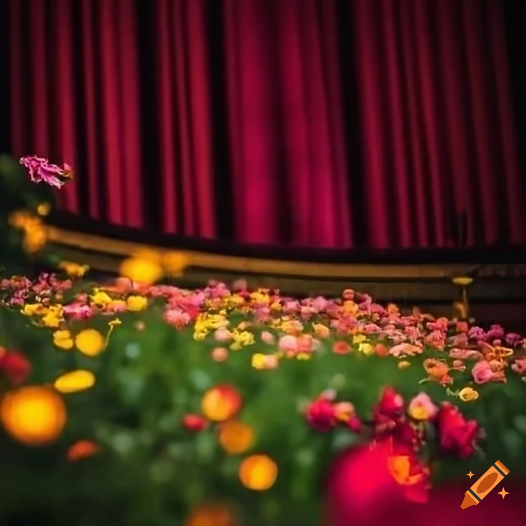 French theater stage with flower bed on Craiyon