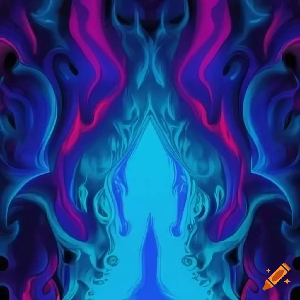 Blue flame pattern inspired by 80s pinball art on Craiyon