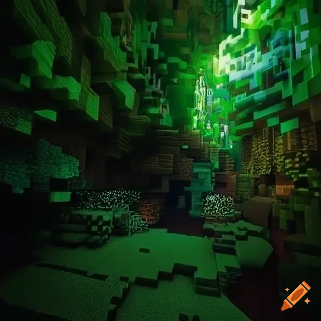 Colorful plants in a hidden minecraft cave on Craiyon