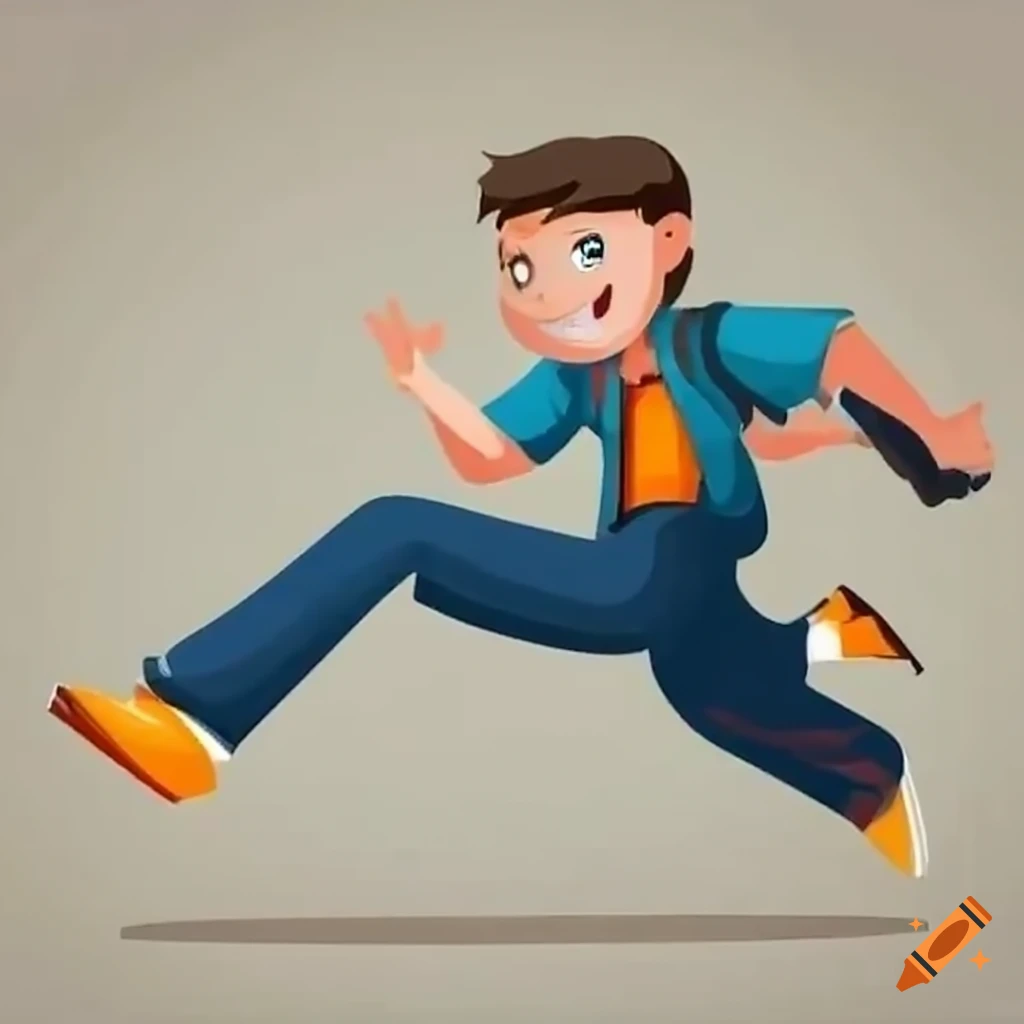 Teen student running to school with determination