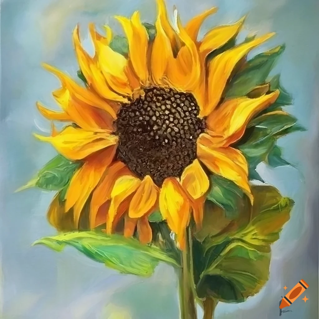 Oil painting of a sunflower on Craiyon