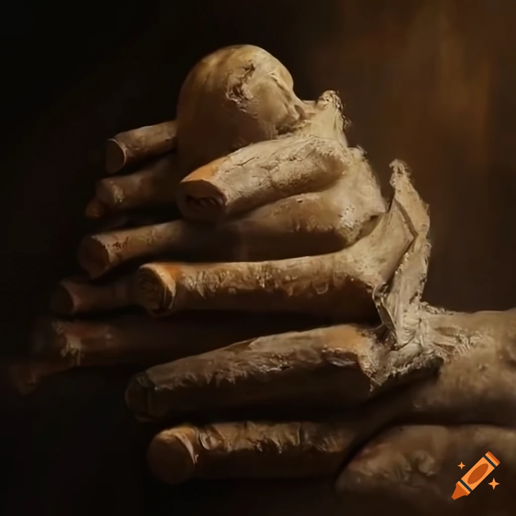 Close-up painting of dirt forming weapons on Craiyon