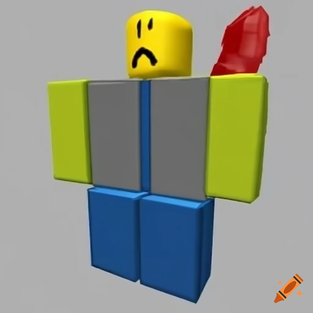 Roblox girl fleeing from a Roblox noob in the forest on Craiyon