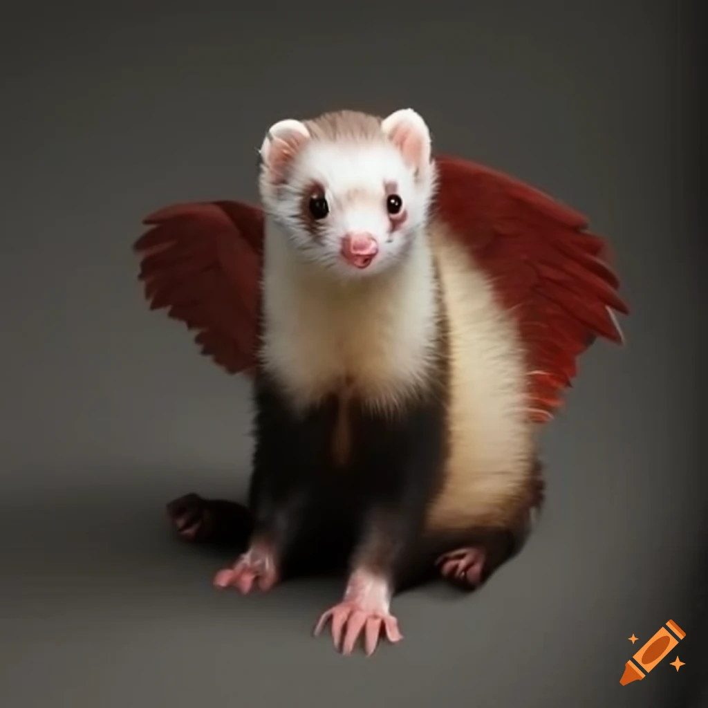 Illustration of a winged ferret with an eyepatch