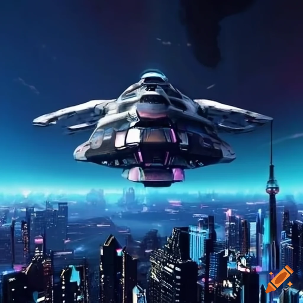 Propaganda-style artwork of flying cars and intergalactic communism on ...