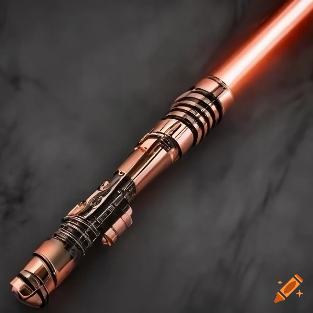 Photo of an elegant rose gold lightsaber hilt on Craiyon
