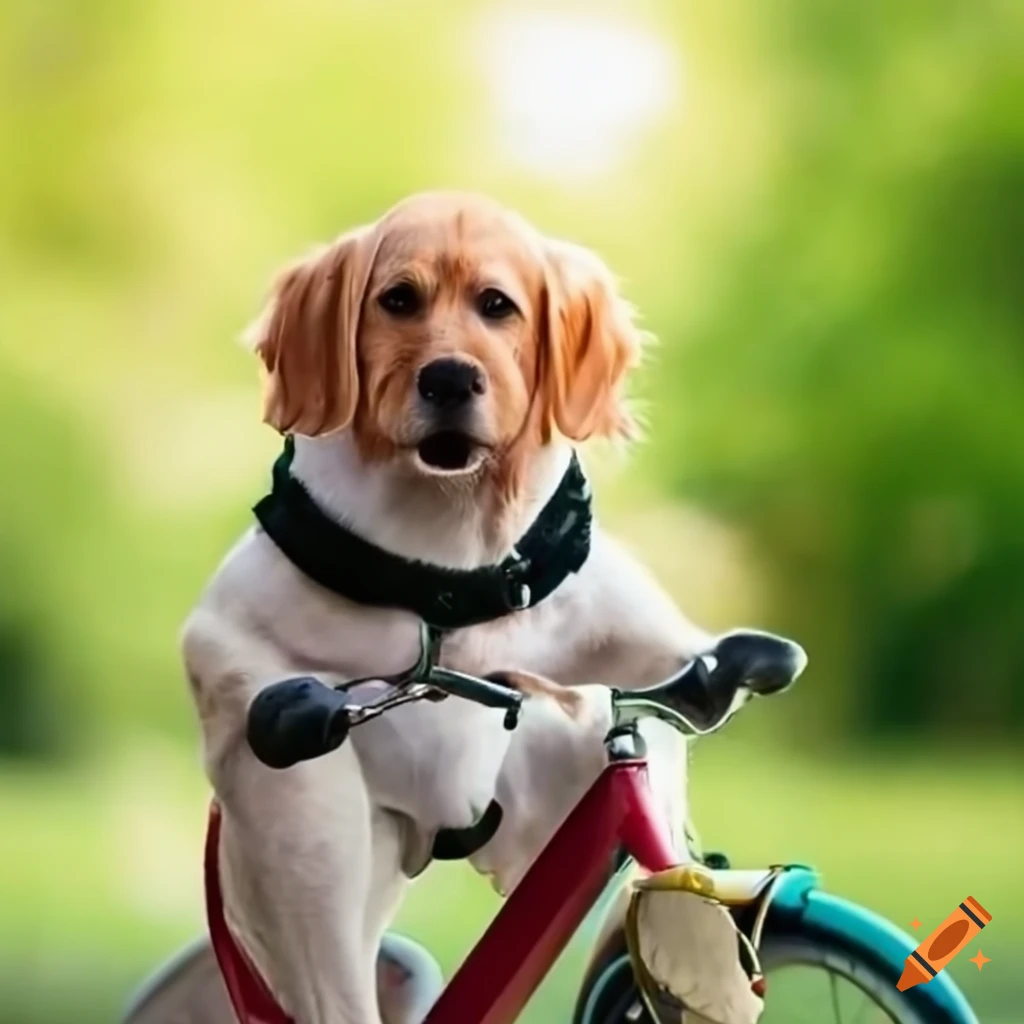 Dog riding a bike