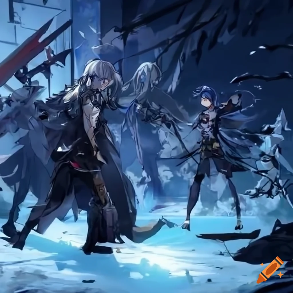 Epic battle scene in arknights video game on Craiyon