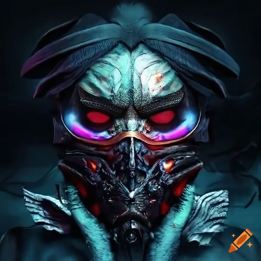 Cyberpunk style mask inspired by nioh