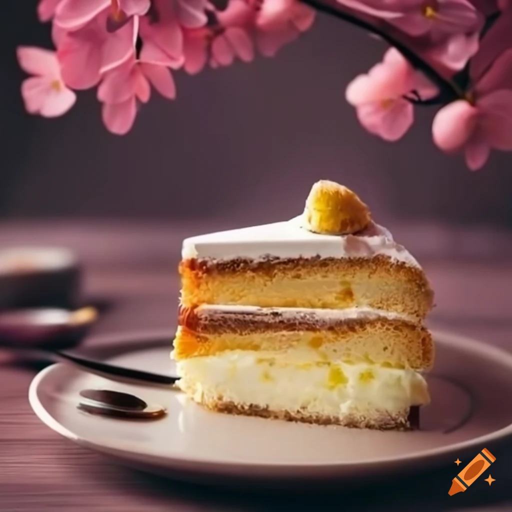Spring-themed cake with coffee and cream