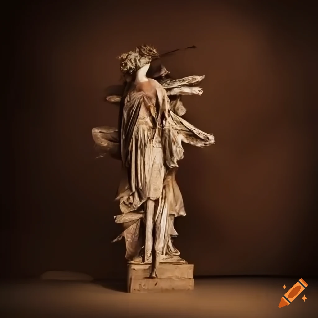 Close-up of a distorted figure caught in a web sculpture on Craiyon