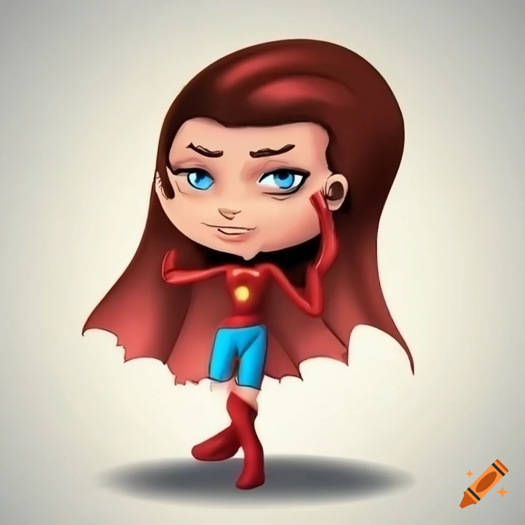 Cartoon illustration of a ready superhero on Craiyon