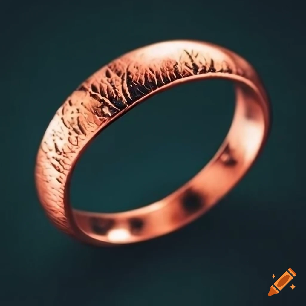 Copper ring with leaf designs on Craiyon