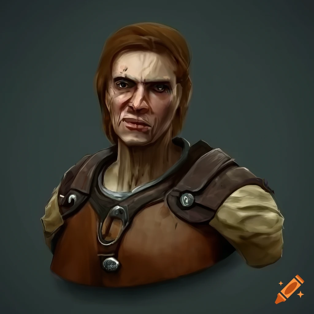 Image of a tired fantasy fighter with shield and flintlock pistol on ...