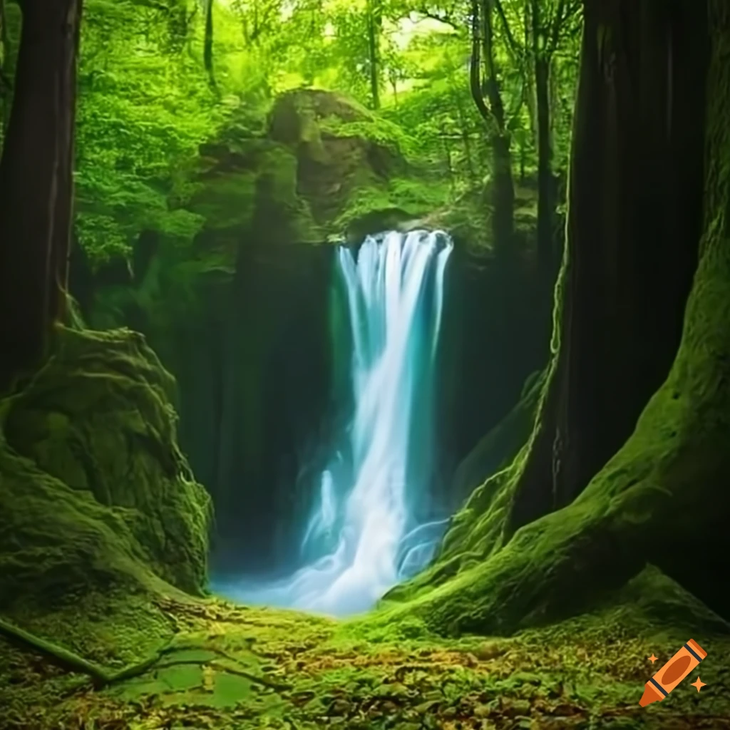 Picturesque view of waterfalls on Craiyon