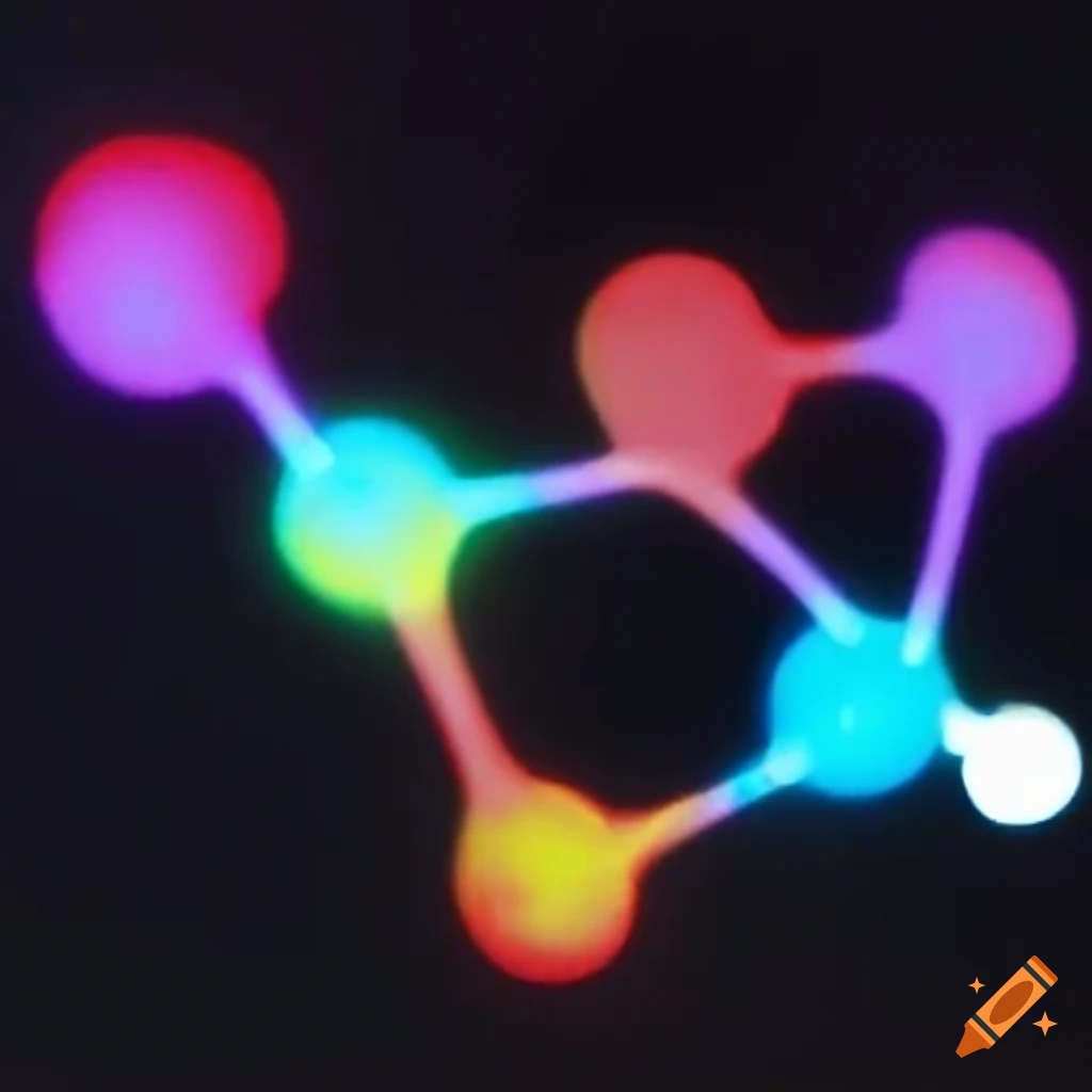 Painting of two molecules colliding in slow motion on Craiyon