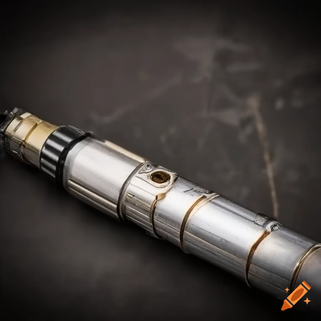 Silver lightsaber with gold details on Craiyon