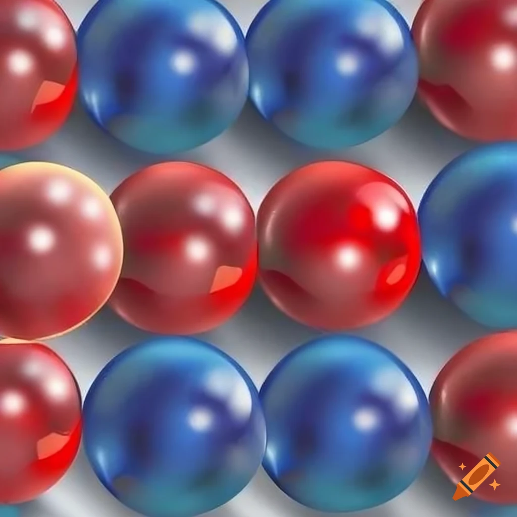 Abstract art of red and blue balls mixed on Craiyon