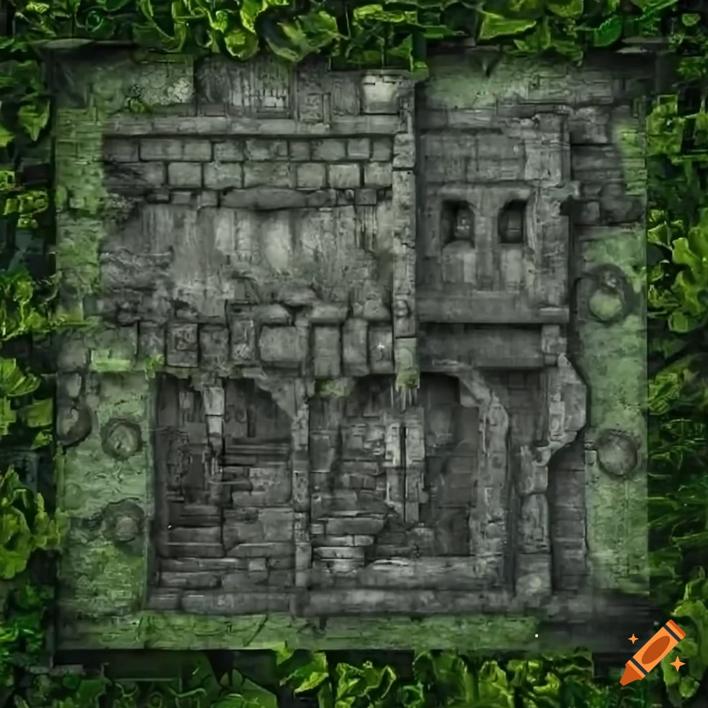 2d game tileset with eerie alien ruins on Craiyon