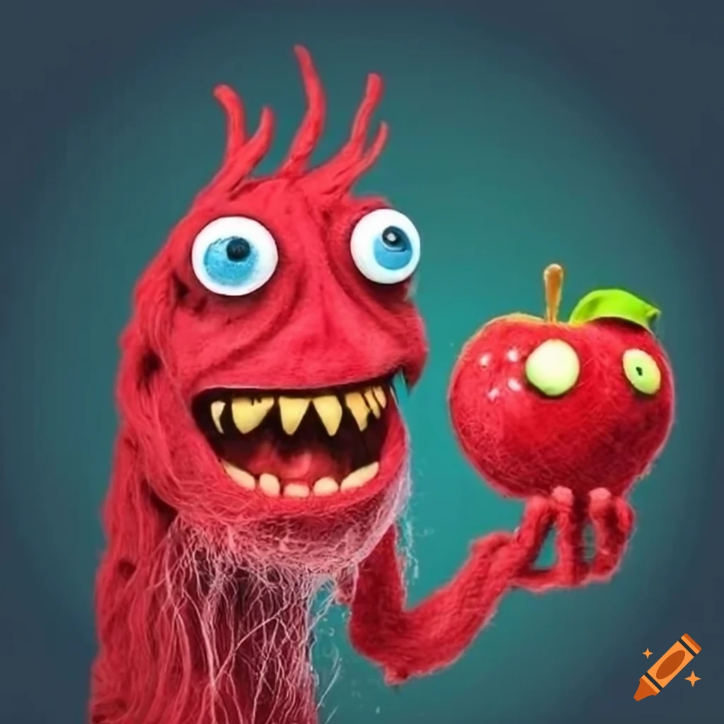 Red monster with various objects