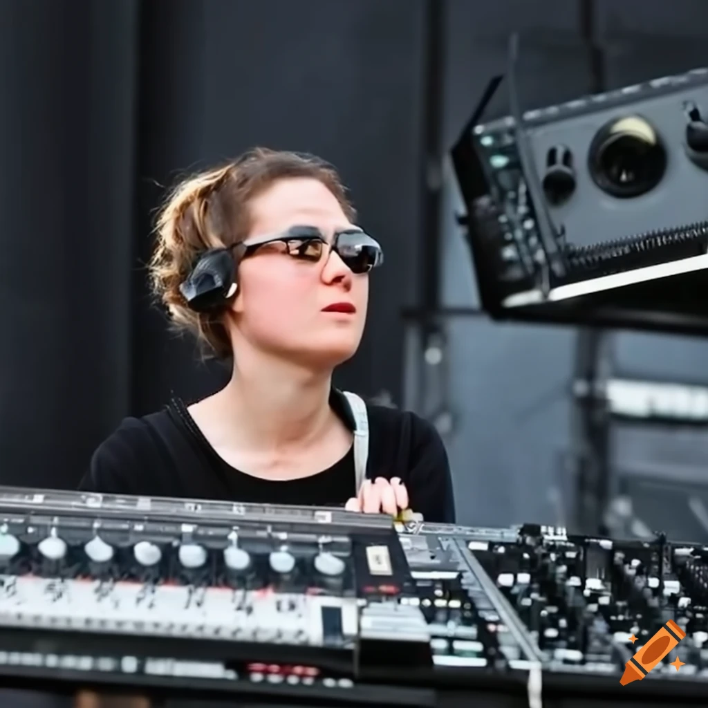 Female sound engineer at a big festival on Craiyon