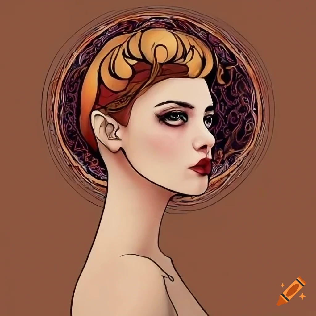 Art nouveau illustration of a woman