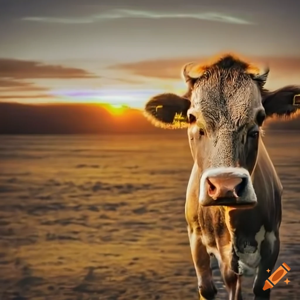 Cow enjoying a beautiful sunset