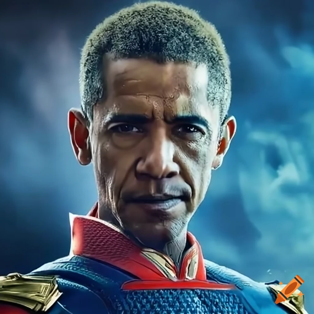 Mashup of homelander from the boys and barack obama