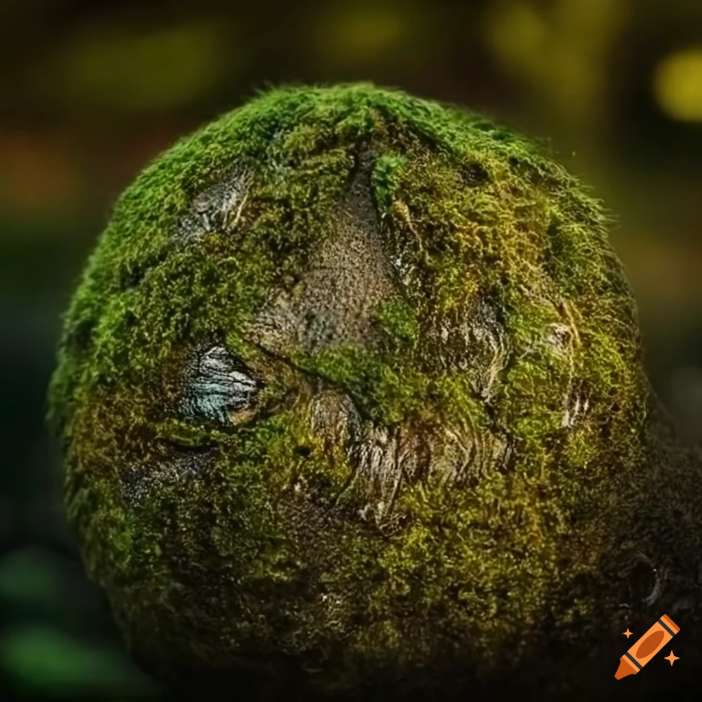Graffiti artwork of "mousse boule" with realistic moss texture on Craiyon
