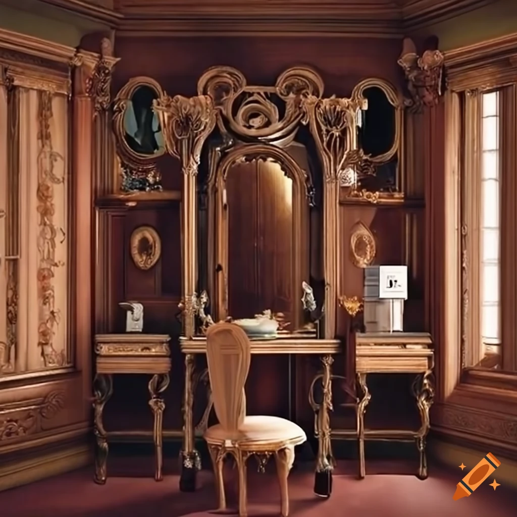 Elegant vintage victorian dressing room on Craiyon