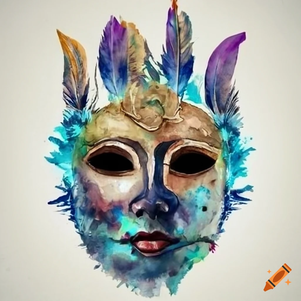 Feathered relic mask