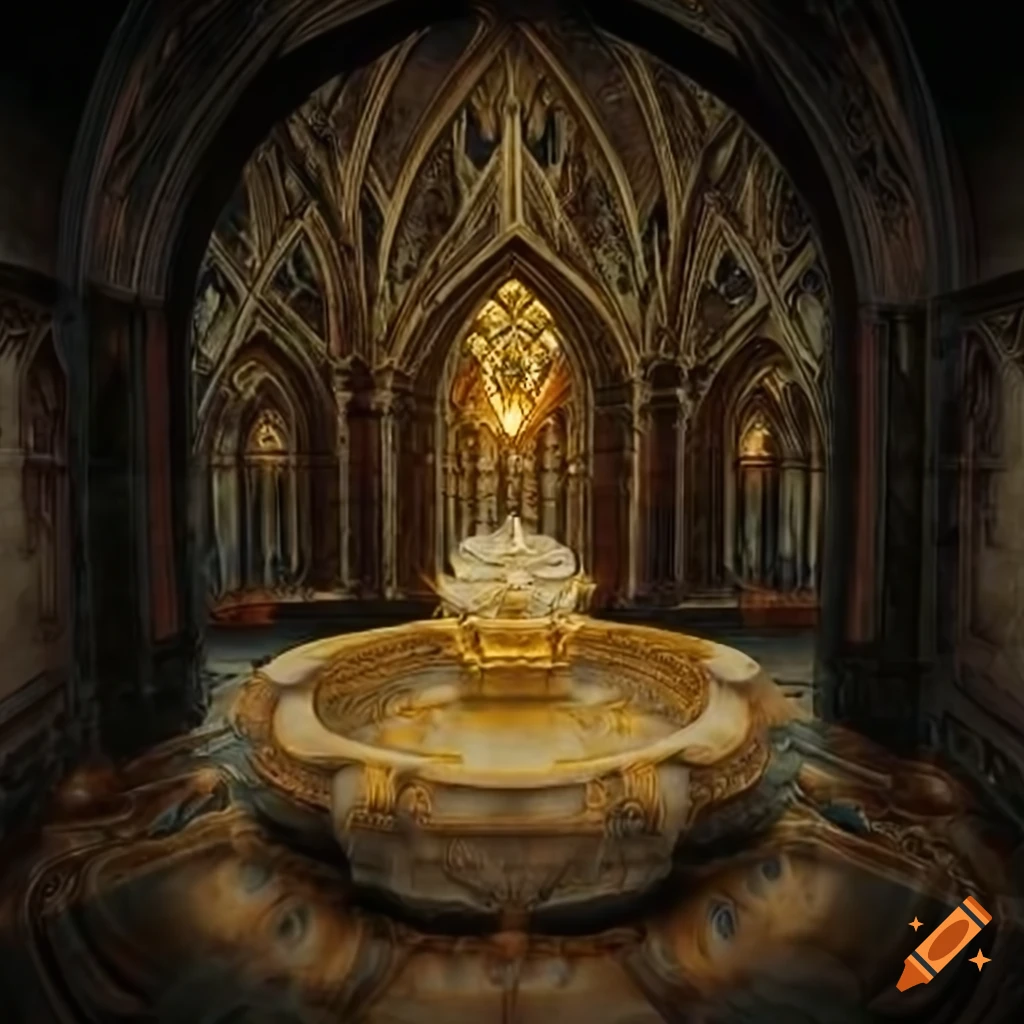 Pathway adorned with jewels and diamonds in rich golden accents on Craiyon