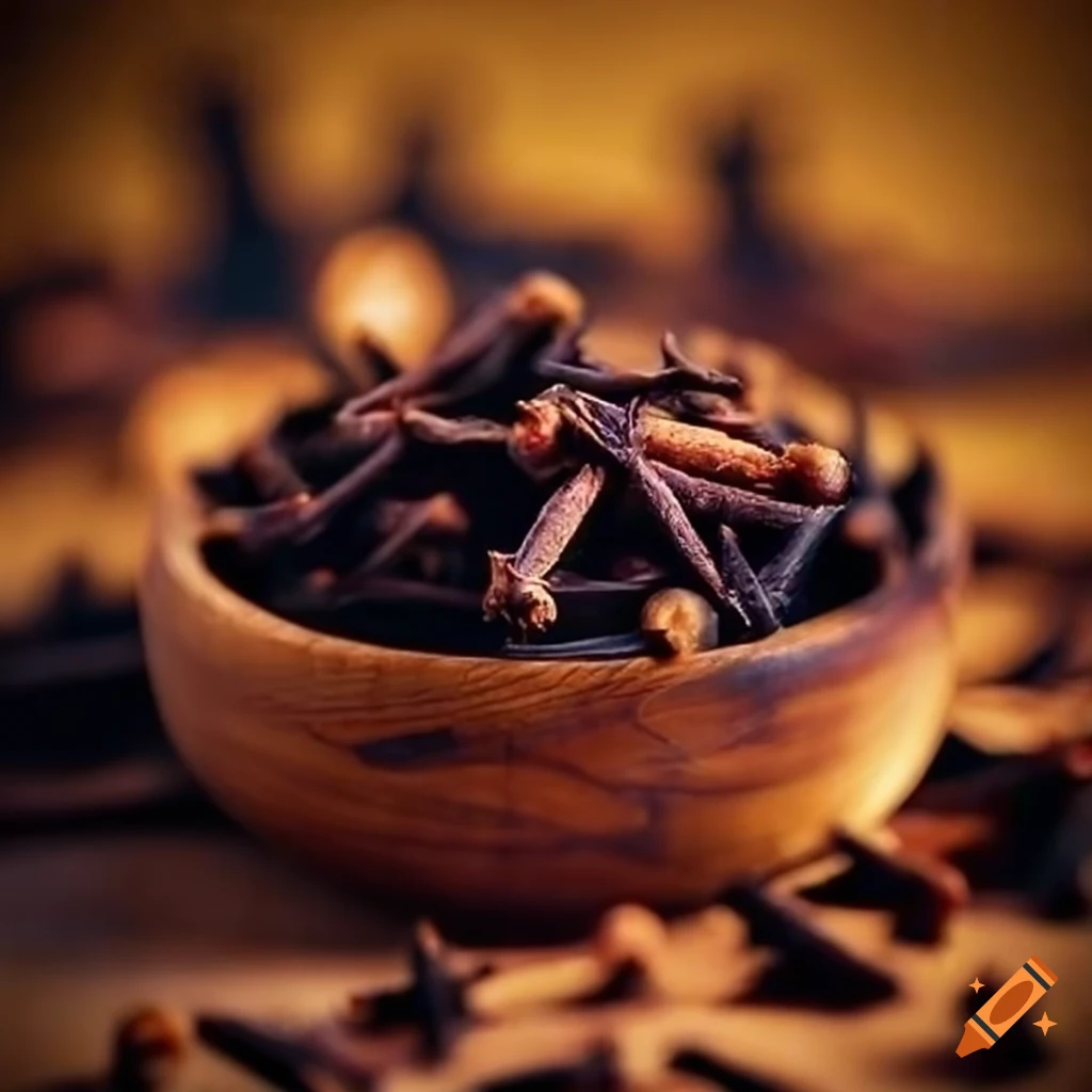Wooden bowls filled with small cloves on Craiyon