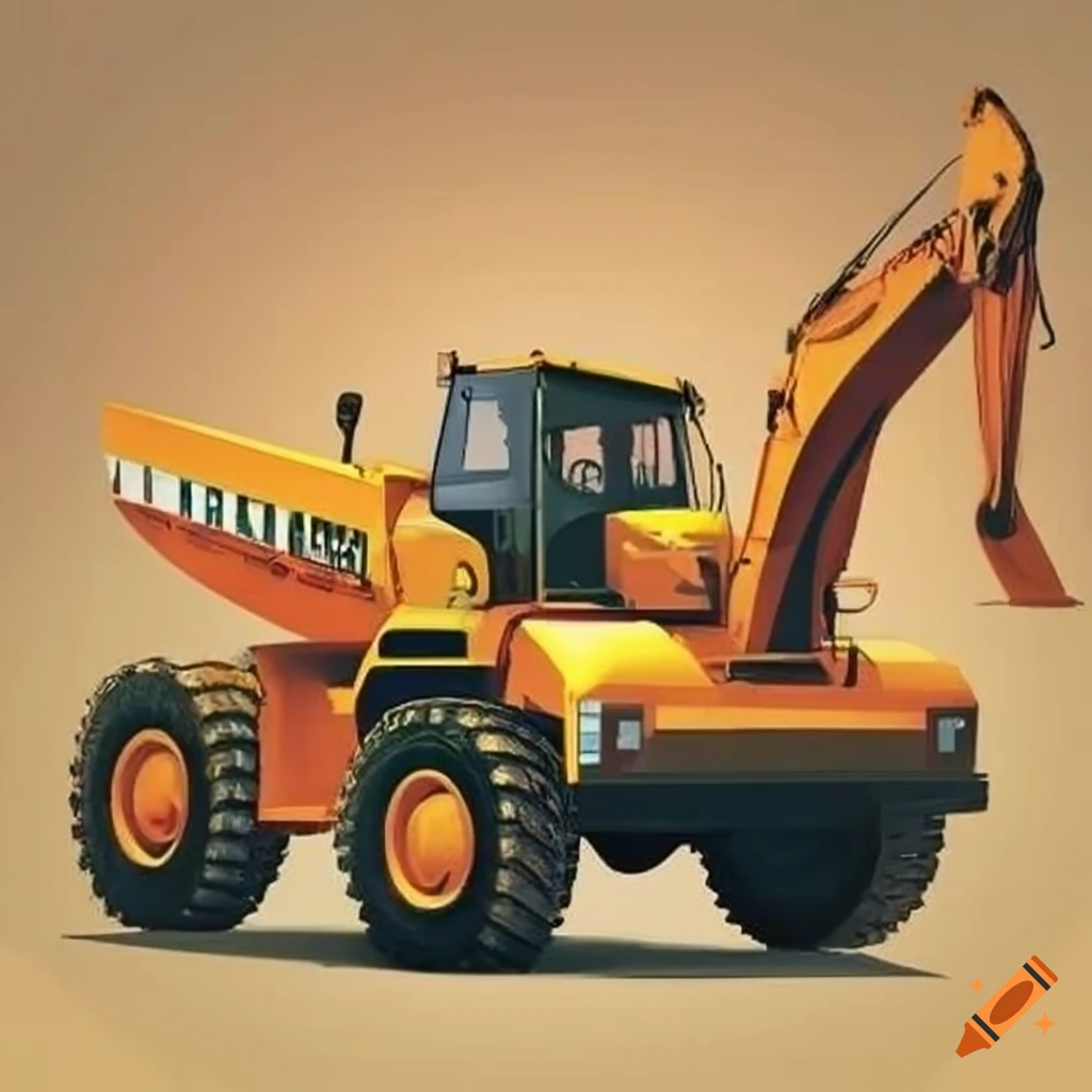 Construction vehicles working together on Craiyon