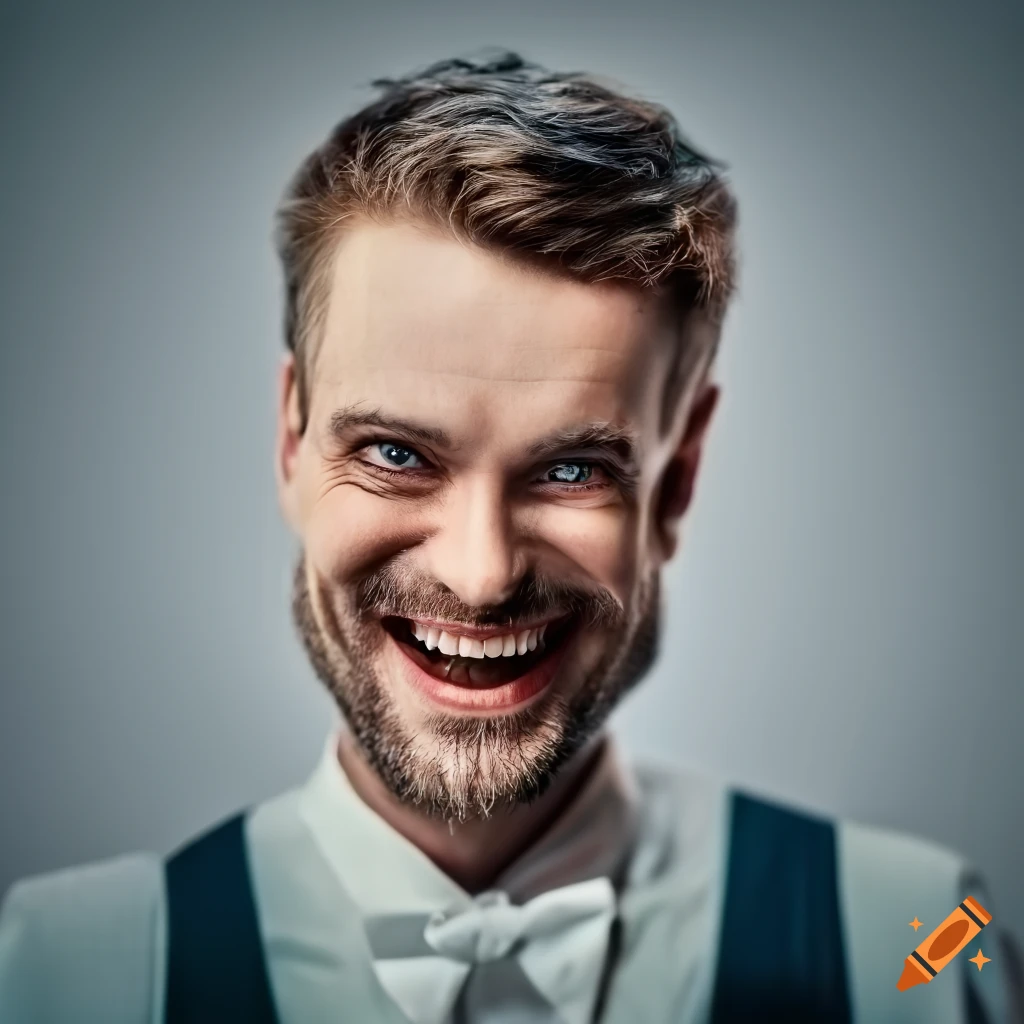 Smiling gentleman with shining teeth on Craiyon