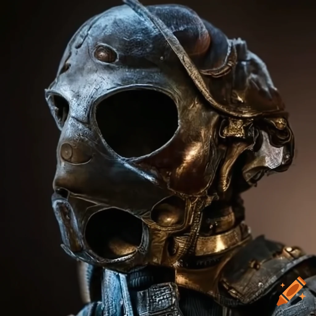 Realistic image of a human pirate in high-tech sci-fi armor