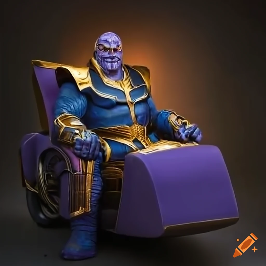 Satirical image of thanos sitting in a sidecar