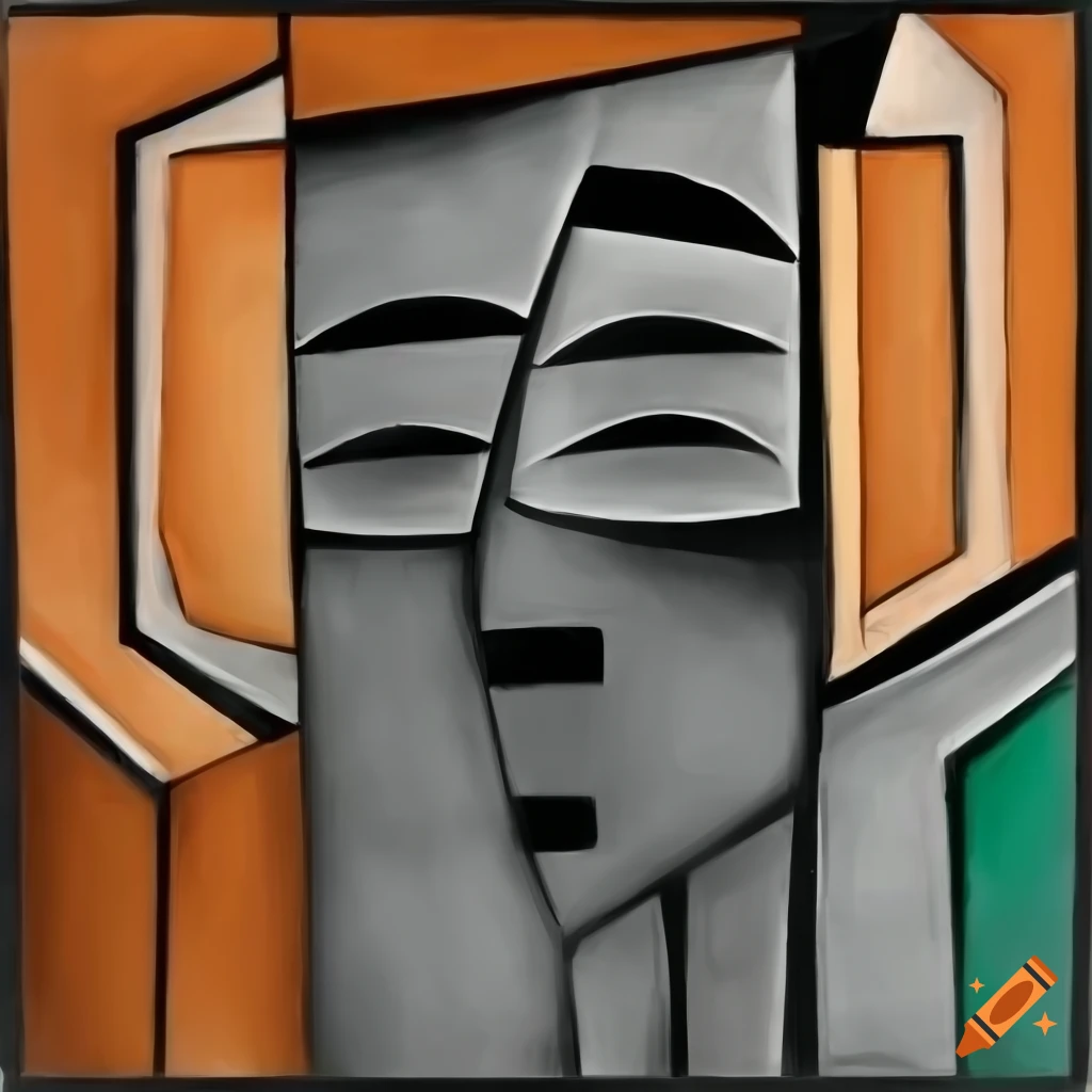 Abstract black and white cubist artwork with colors on Craiyon