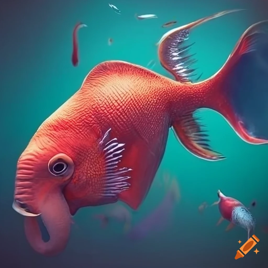 Image d'un éléphant avec un poisson rouge on Craiyon