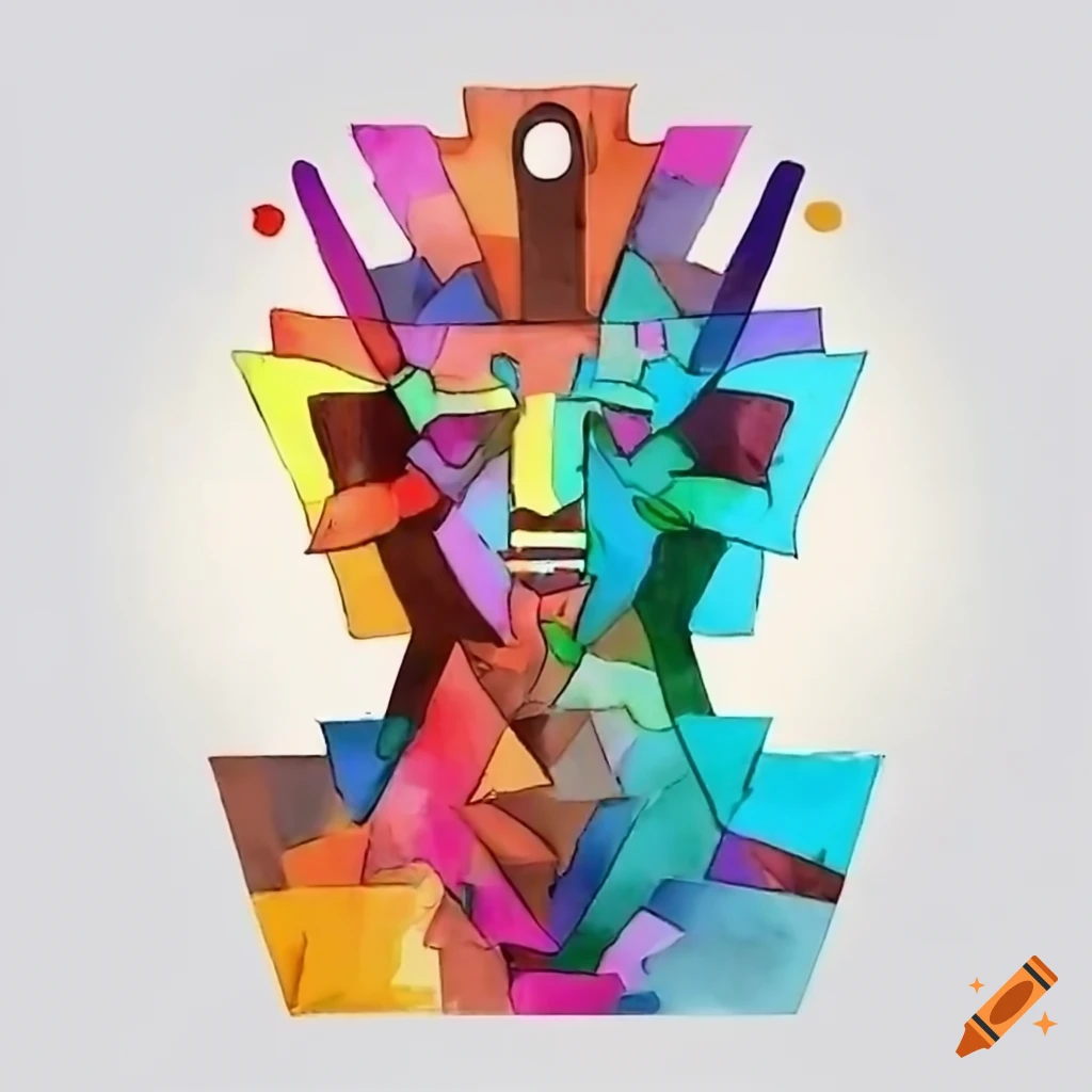 Cubist sculpture of ancient gods