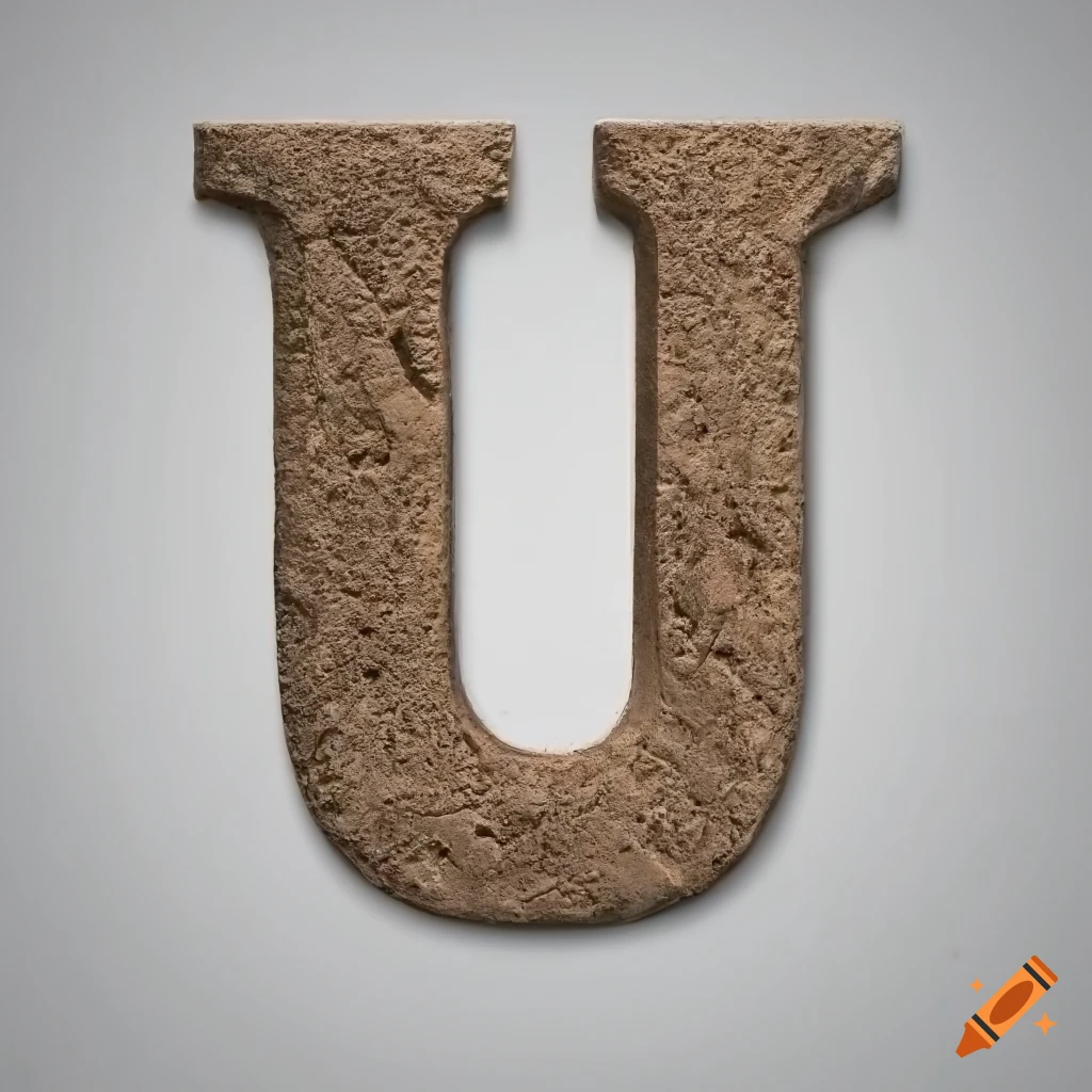 Ultra realistic sandstone letter 'l' with etruscan masks