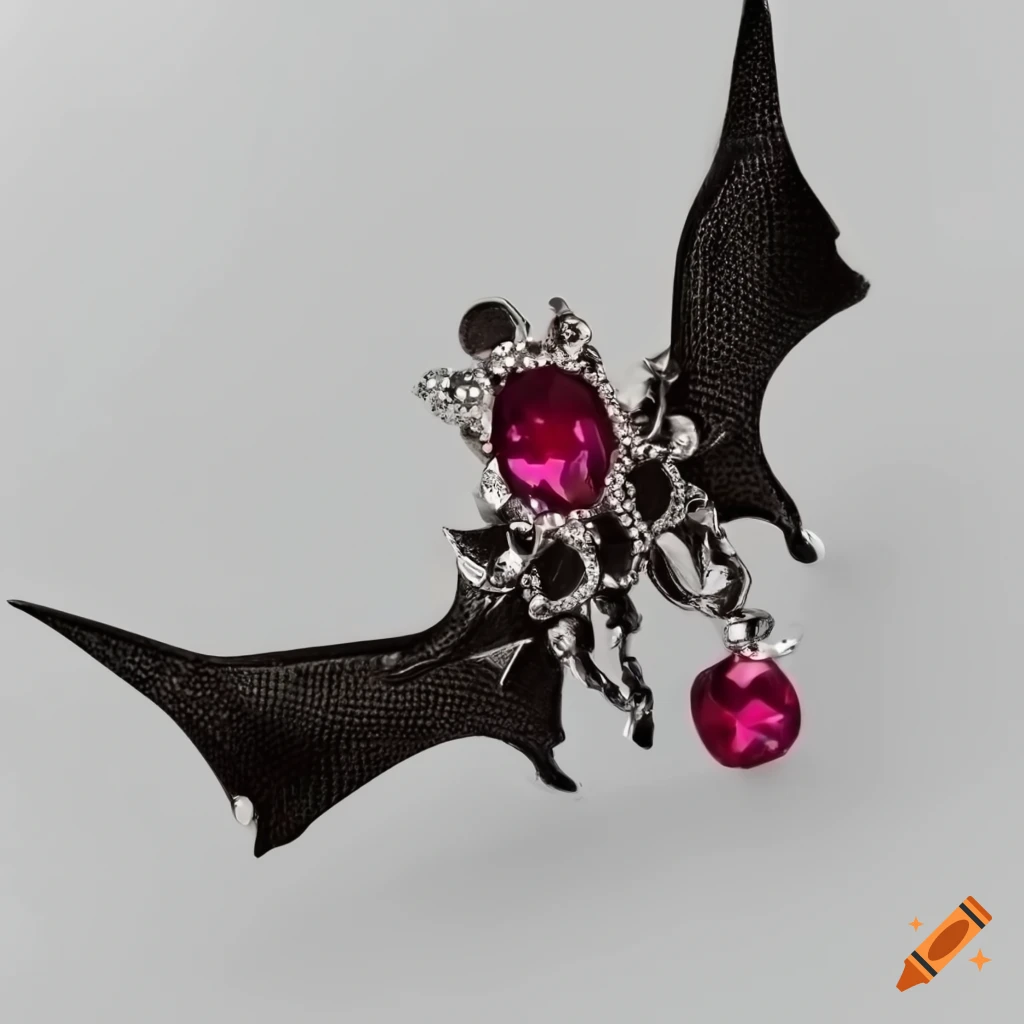 Gothic-inspired jewelry with ruby, silver, and emerald on Craiyon